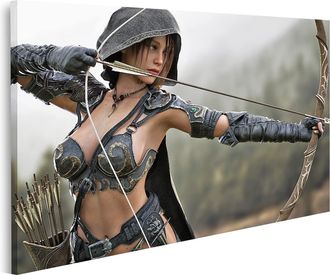 Islandburner Prime Bild auf Leinwand Fantasy Elfe mit Pfeil und Bogen Mittelalter Natur Bilder Wandbilder Poster