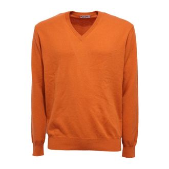KANGRA Kaschmirpullover mit Alcantara-Patches - - Knitwear - Herren - Orange - 2XL