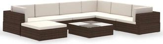 vidaXL Vidaxl - Salon de jardin 8 pcs avec coussins R&eacute;sine tress&eacute;e Marron
