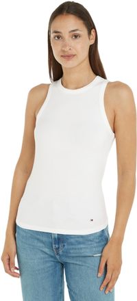 Tommy Hilfiger Damen Top Slim Rib Tank Top mit Stretch, Weiß (Ecru), XXS