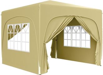 OUTSUNNY Tonnelle barnum pop up automatique 3x3m hauteur r&eacute;glable sac transport inclus coloris sable
