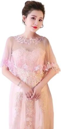 Generic NYSBH Ch&acirc;le en dentelle pour femme - Style cape de mariage - Style cape - Ch&acirc;le &eacute;l&eacute;gant et l&eacute;ger - Gaze transparente, rose, Taille unique