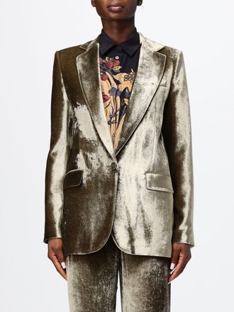 Etro Blazer droit en velours de viscose et soie &agrave; revers en pointe