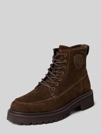 Blauer Boots aus Leder mit Rei&szlig;verschluss Modell Buxton