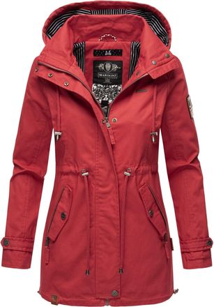 Marikoo Damen Jacke Fr&uuml;hling &Uuml;bergangsjacke leicht Parka Mantel Kapuze B690 [B690-Nyok-Rot-Gr.S]