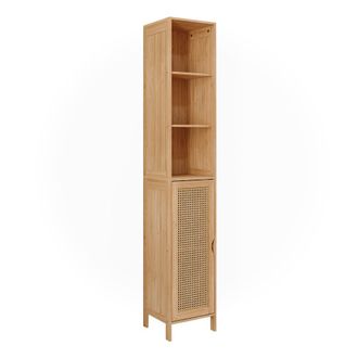 Vicco Badschrank Bambus Liora 30x170x29 cm - Hochschrank, Offene und geschlossene Bereiche kombinieren Stauraum mit &Uuml;bersicht