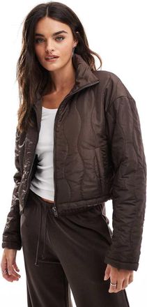 Wednesday's Girl Kurze, gesteppte Pufferjacke in Schokobraun