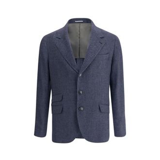 Brunello Cucinelli Gestreifter Wollblazer Jacke - - Jackets - Herren - Blau - L