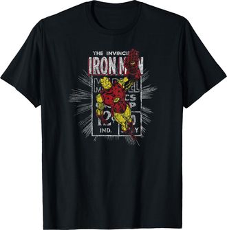 MARVEL Iron Man Retro Comic Book Stamp Flying Pose Graphic T-Shirt