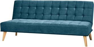 M&oslash;rteens home24 Schlafsofa Caribe Blau/Dunkelblau Samt Criada 180 x 81 x 86cm Skandi