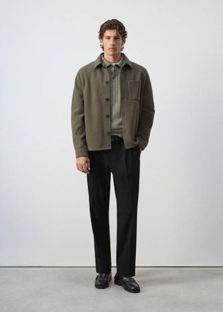 Mango Surchemise flanelle regular-fit olive - Homme - XXL - MANGO MAN