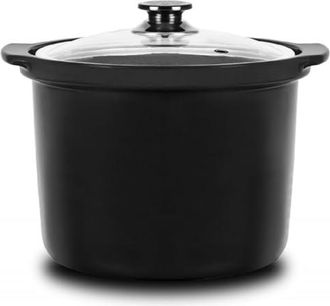 Cecotec Keramiktopf für langsames und niedrigtemperaturiges Kochen mit Ihrem programmierbaren GM-Topf, Mit Glasdeckel, Schwarz, Geeignet für alle 6-Liter-prog