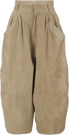 Niccol&ograve; Pasqualetti Niccol&ograve; Pasqualetti, Femme, Pantalons, Beige, Taille: 36 FR Pantalon Ample en M&eacute;lange de Lin