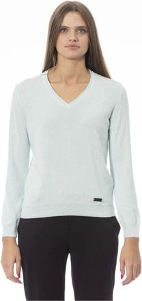 Baldinini Femme, Pulls, Blanc, Taille: 44 FR Pull en cachemire bleu clair &agrave; col en V