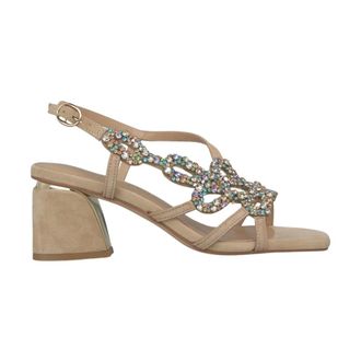 Alma En Pena Alma EN Pena, Femme, Chaussures, Beige, Taille: 41 EU Rhinestone Square Heel Sandal