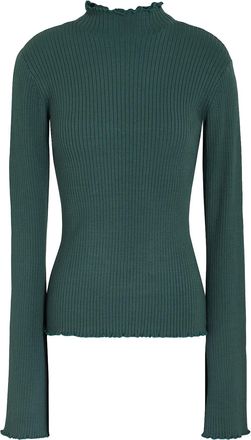 8 by YOOX VISCOSE RIB BELL SLEEVE LETTUCE TRIM KNIT TOP