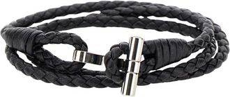 Tom Ford Homme, Accessoires, Noir, Taille: XL Bracelet T en cuir tressé