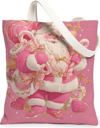 Generic Sacs fourre-tout en toile motif P&egrave;re No&euml;l p&ecirc;che, sacs d&eacute;picerie r&eacute;utilisables, l&eacute;gers et lavables avec bandouli&egrave;re C, p&ecirc;che, 13x15 Inch