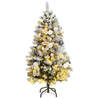 vidaXL K&uuml;nstlicher Weihnachtsbaum Klappbar 150 LEDs & Kugeln 150 cm Vidaxl