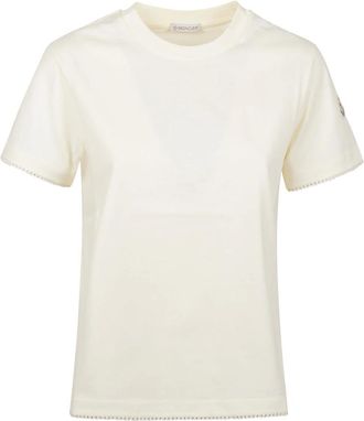 Moncler Femme, Tops, Blanc, Taille: 38 FR Logo T-Shirt