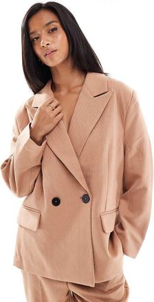 Vero Moda Petite Blazer densemble habillé à chevrons - Moka-Brown