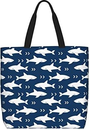 Generic Sac De Courses Motif Requin Fourre Tout De Grande Capacit&eacute; Personnaliser Sacs En Toile &Eacute;paule, Pour Tous Les Jours, Filles, &Eacute;cole, Voyage