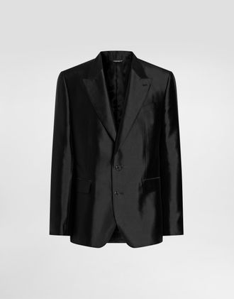 Dolce & Gabbana Jacke Sicilia Light Aus Mikado-seide Mit Einreihiger Knopfleiste - Mann Anz&uuml;ge Und Blazer Schwarz Seide 50