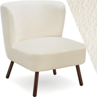 TecTake Scandi Cocktailsessel, Sessel, Boucl&eacute; Stoff, Couch Loungesessel mit Dicker Polsterung, Beine in Holz Optik, Statement Relaxsessel, Wohnzimmer Schlafzi