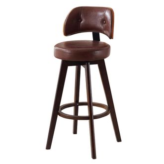 Generic Drehbare Barhocker f&uuml;r K&uuml;cheninseln, 87 cm hoch, gepolstert, mit R&uuml;ckenlehne, armlosen Holzbeinen und Sitzfl&auml;che aus PU-Leder, schwarz, f&uuml;r Hausbar un