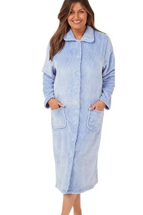Marlon Sabrina Peignoir &agrave; boutons en polaire pour femme, bleu oc&eacute;an, 8-10