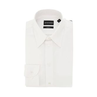 Emporio Armani Chemise en coton textur&eacute; coupe moderne - Homme - Chemises - Blanc - Taille: 3XS
