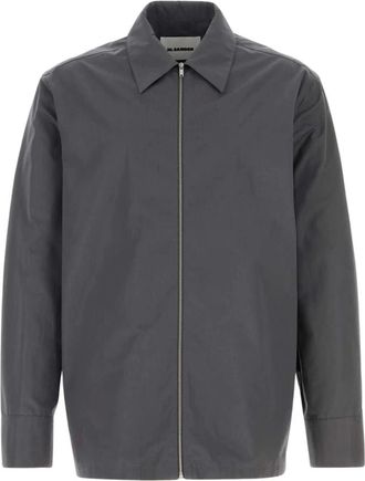Jil Sander Homme, Vestes, Gris, Taille: XL Chemise Popeline Zipp&eacute;e