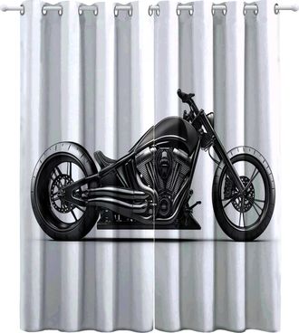 Generic Vorhänge Modernes Modernes Motorrad Motiv, Vorhang Blickdicht Verdunklungsvorhänge mit Ösen, Gardinen Wohnzimmer Schlafzimmer Fenster für Kinder Junge