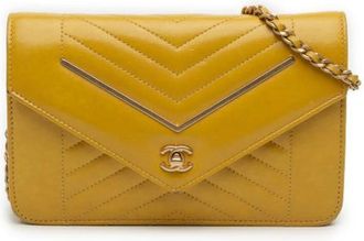 Chanel Sac bandouli&egrave;re en cuir Pre-owned - Femme - Pre-owned - Jaune - Taille: ONE Size