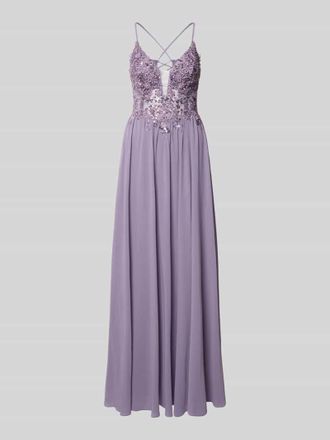 Mascara Abendkleid mit Spitze und Strasssteinbesatz