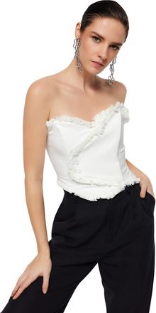 Trendyol Trendyol Damen Fitted Basic Sweetheart Woven Bustier BH, Natur, 68