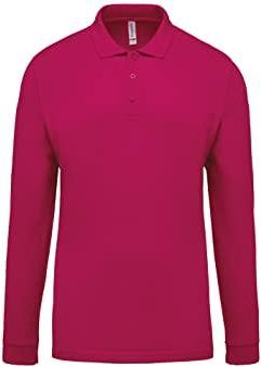 Kariban Polo piqué Manches Longues Homme - Fuchsia, L, Homme