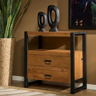 Pier Import Commode bois m&eacute;tal 2 tiroirs MILORA