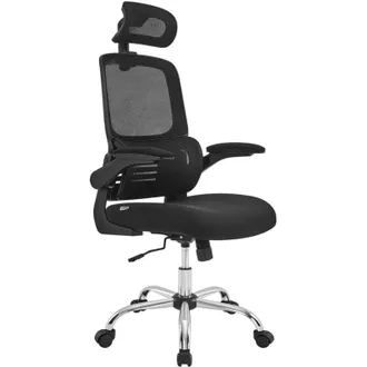 Songmics Chaise Bureau Ergonomique, Fauteuil Haut Dossier, Accoudoirs Pliables, Chaise en Maille avec Soutien Lombaire et Appui-t&ecirc;te R&eacute;glable