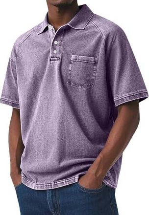 Generic Polo pour homme adulte, hauts d&eacute;t&eacute; surdimensionn&eacute;s &agrave; manches courtes, t-shirts d&eacute;lav&eacute;s pour homme, grand et grand, polo de travail, polo de golf, t-sh