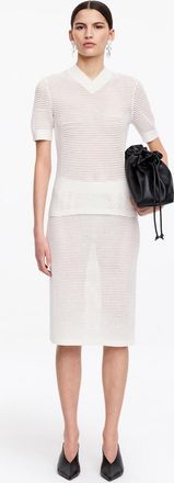 Arket Gestrickter Bleistiftrock -Wei&szlig;