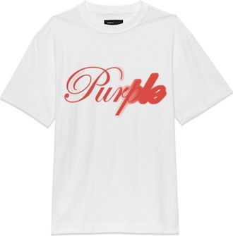 Purple t-shirt Blurred Script - Blanc