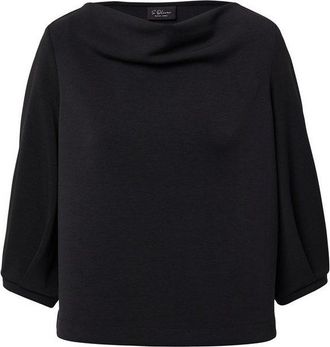 s.Oliver 3/4 Arm-Pullover Sweatshirt Weiches Sweatshirt aus Scuba mit Wasserfall-Ausschnitt