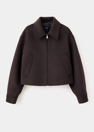 Mango Veste bomber laine chocolat - Femme - XXS - MANGO