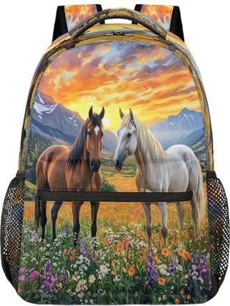 Generic Animal Cheval Fleurs Sauvages Cartables Scolaires Antivol Sacs D&Eacute;cole Unisexe Sacs A Dos Pour Voyage Femme Travail 29X40Cm