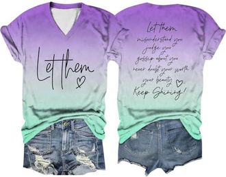 Generic T-shirt d&eacute;t&eacute; pour femme avec inscription &laquo; Let Them Misunderstand You &raquo; 2025 - Coupe ample - Style d&eacute;contract&eacute; - Impression graphique - Changement de 