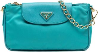 Prada Hobo Bags - Saffiano Trimmed Tessuto Chain Crossbody - Gr. unisize - in Blau - f&uuml;r Damen
