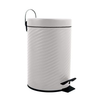 Spirella Treteimer M&uuml;lleimer Kosmetikeimer Abfalleimer aus Edelstahl 3L - Wei&szlig; - Ajan