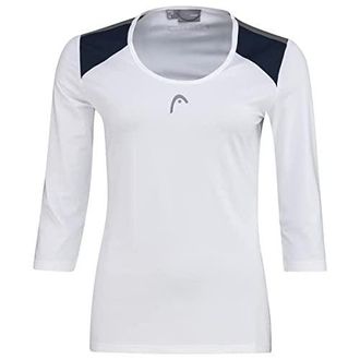 Head Femme Club 22 Tech 3/4 Femmes T Shirt, White/Darkblue, M EU
