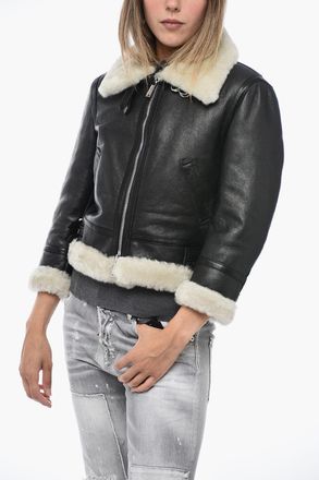 Dsquared2 Lederjacke mit Shearling-Details Dsquared2